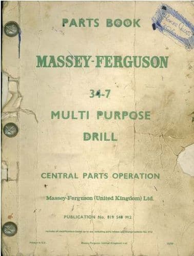 Massey Ferguson MF34 Drill Parts Manual - MF 34