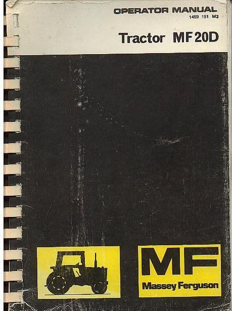 Massey Ferguson Tractor 20D Digger Loader Backhoe Operators Manual - MF20D MF 20 D