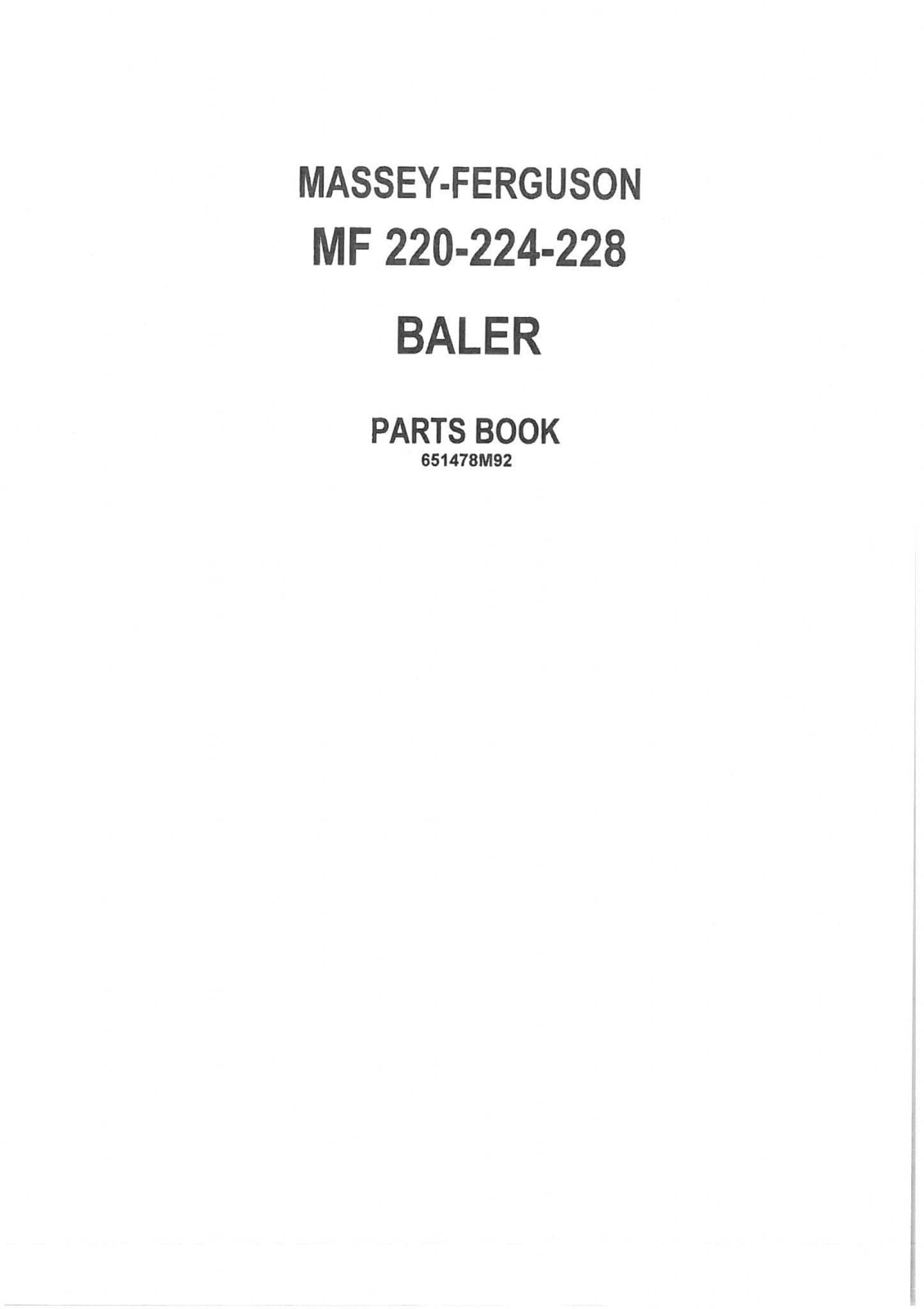 Massey Ferguson Tractor 220 224 & 228 Parts Manual - MF220 MF224 MF228