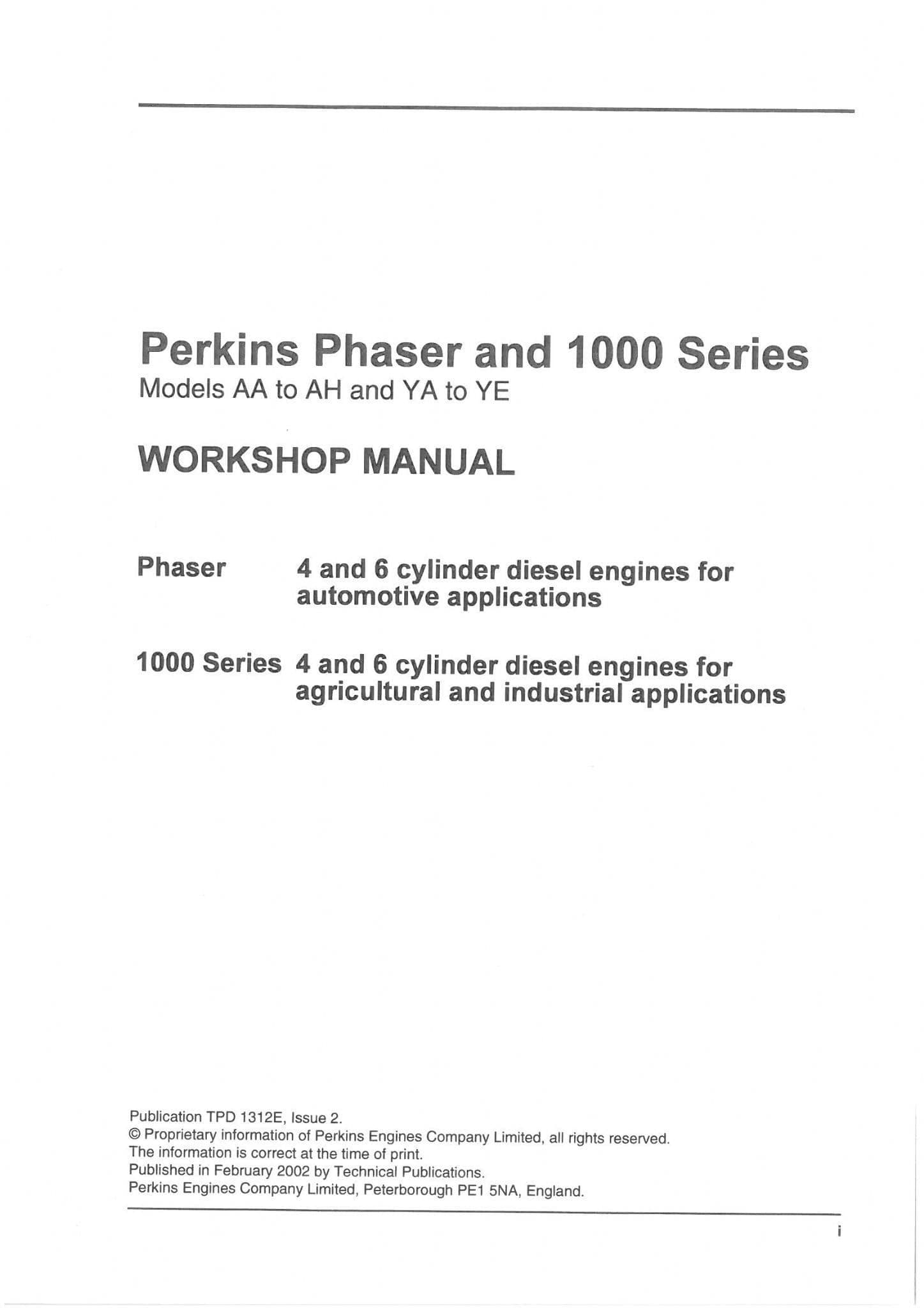 Massey Ferguson Tractor 4200 Workshop Manual Perkins Phaser & 1000 ...