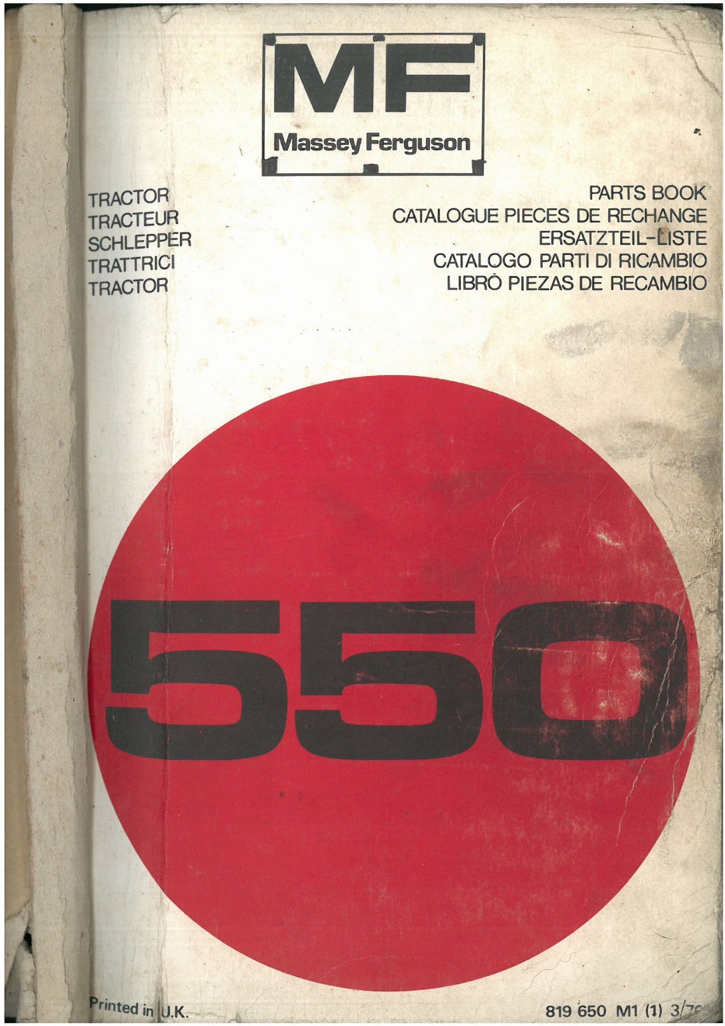 Massey Ferguson Tractor 550 Parts Manual - MF550