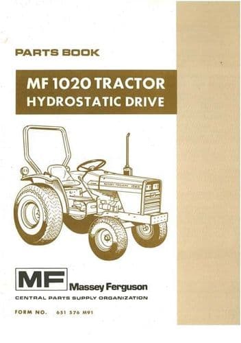 Massey Ferguson Tractor MF1020 Hydro Parts Manual - MF 1020