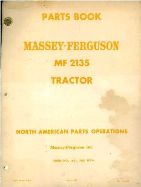 Massey Ferguson Tractor MF2135 Parts Manual MF 2135
