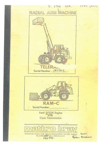 Matbro Radial Arm Machine Telehandler Ram C & Teleram C Parts Manual