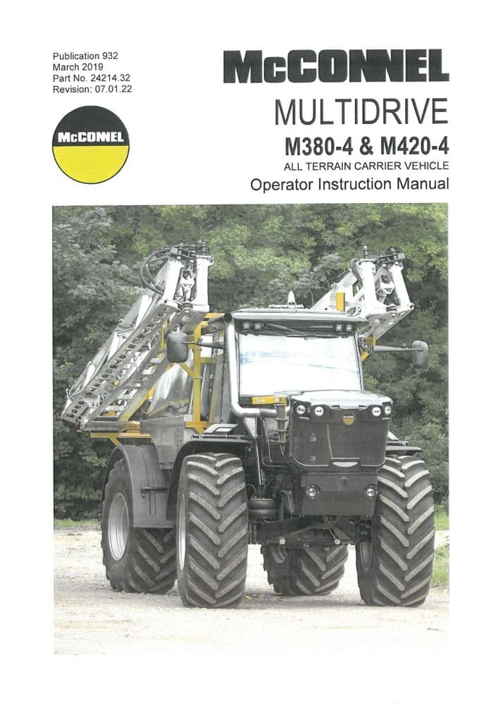 Mcconnel All Terrain Carrier Vehicle Multidrive M380-4 & M420-4 Operators Manual