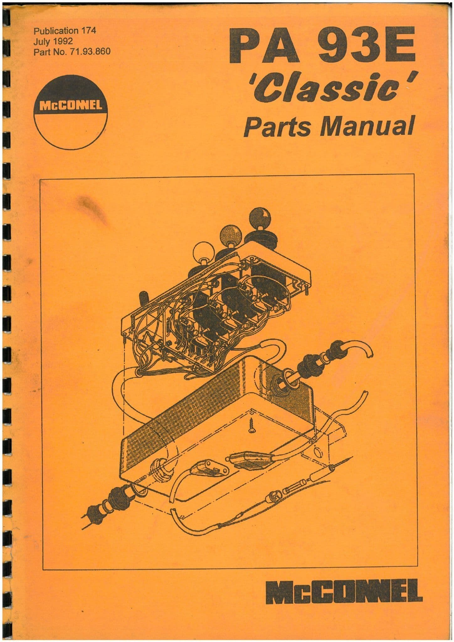 McConnel Power Arm Hedgetrimmer PA 93E Classic Parts Manual