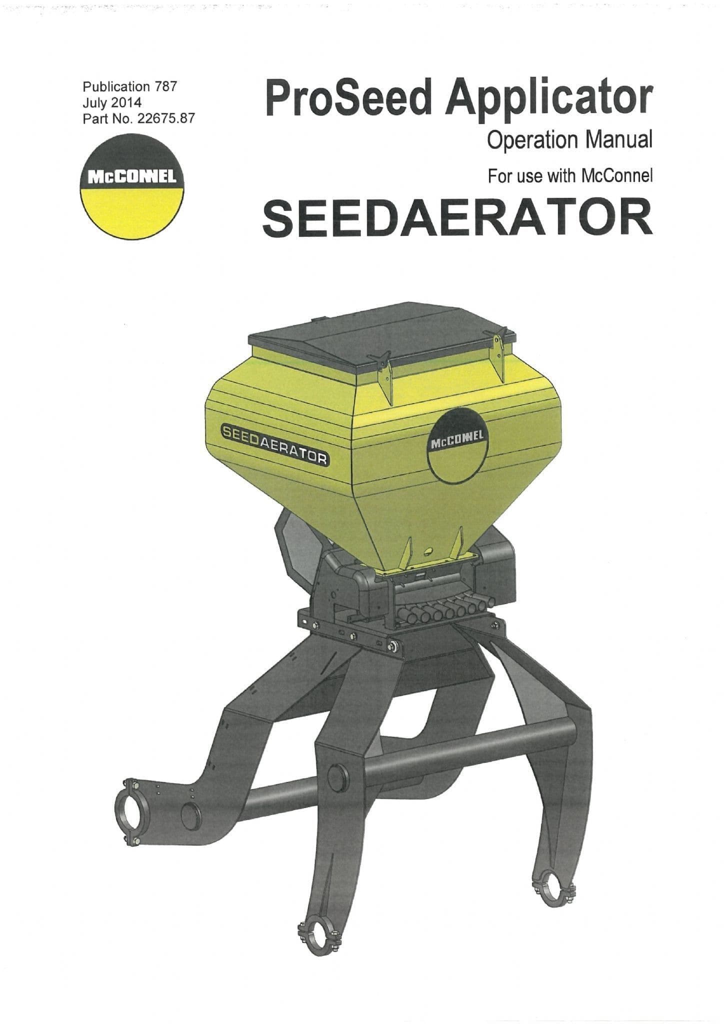 Mcconnel Proseed Applicator Seedaerator Operators Manual