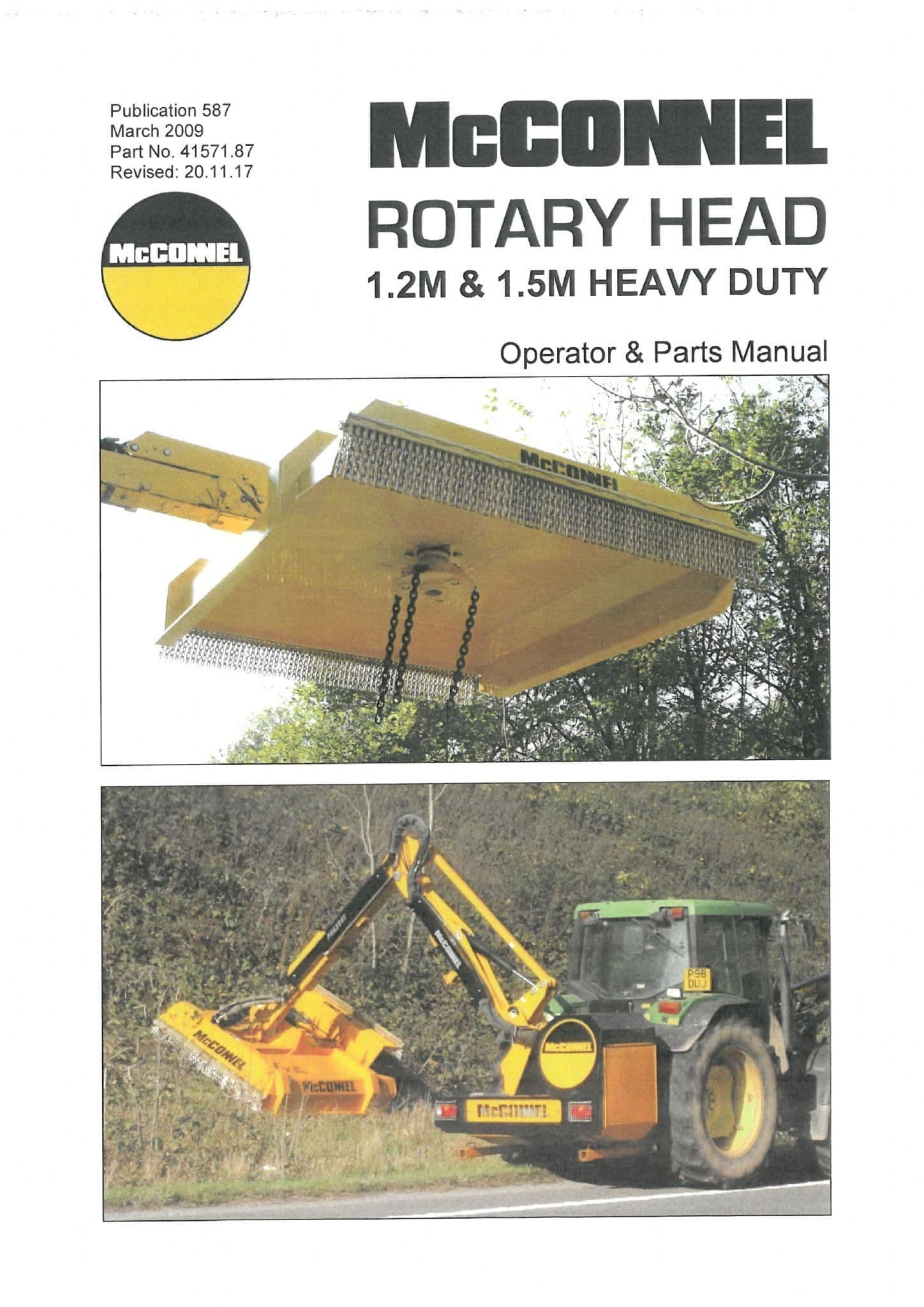 Mcconnel Rotary Head Heavy Duty 1 2m & 1 5m Operators and Parts Manual