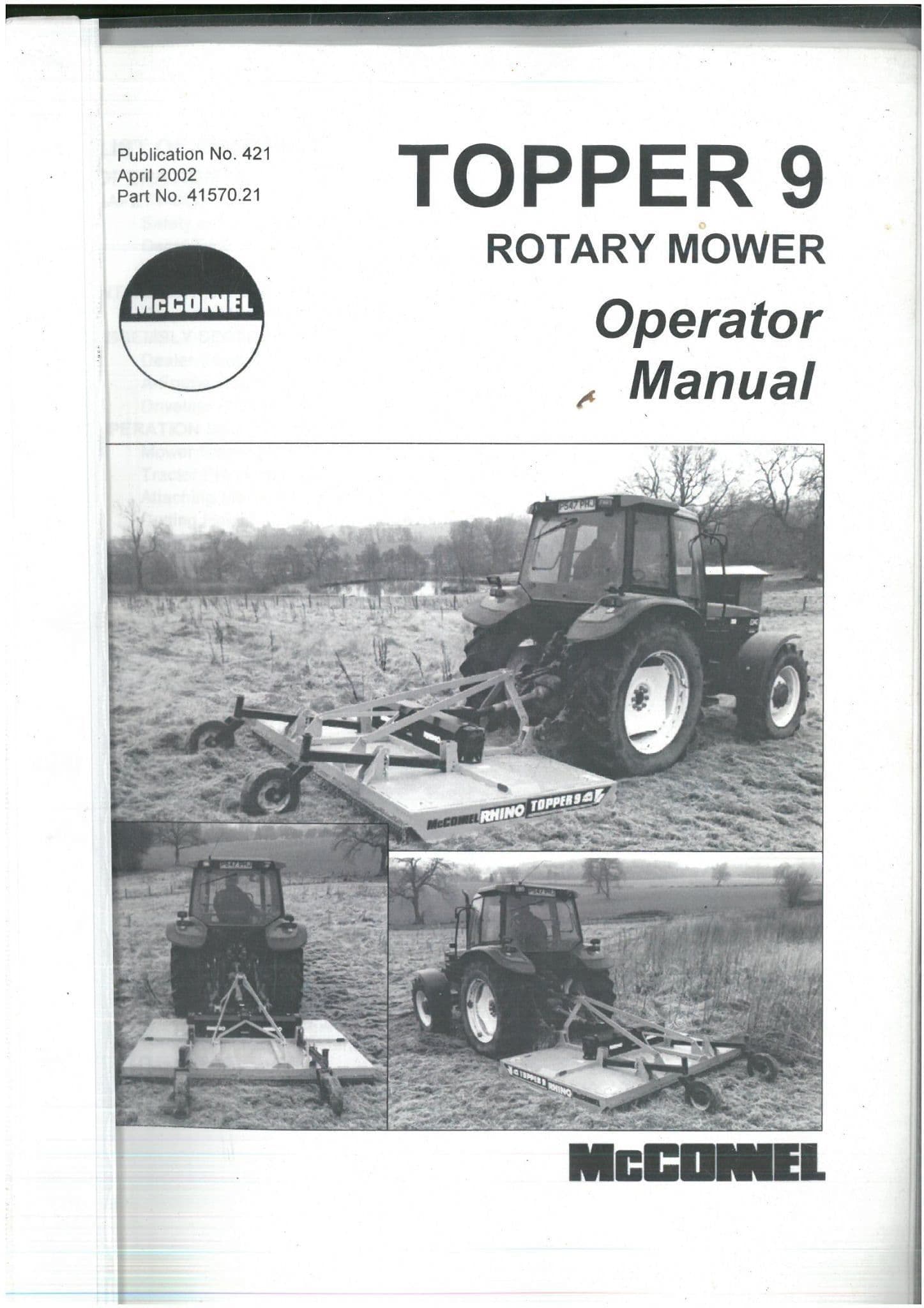 McConnel Rotary Mowers Topper 9 Operators Manual