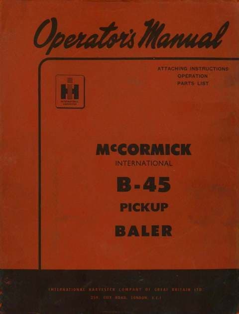 McCormick International B45 Baler Operators Manual - B 45