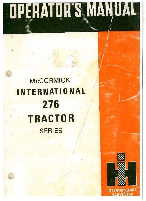 McCormick International Tractor 276 Operators Manual