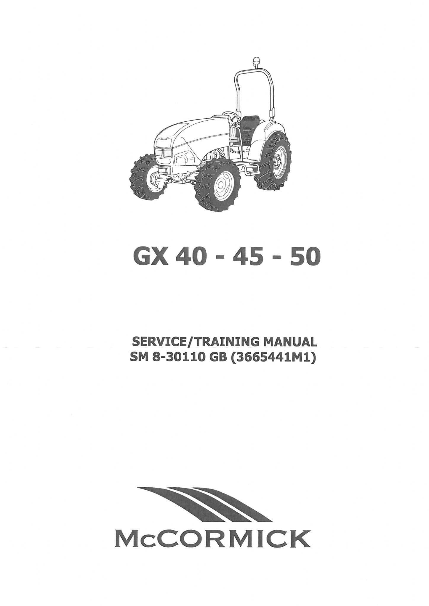 McCormick Tractor GX40 GX45 GX50 Workshop Service Training Manual ...