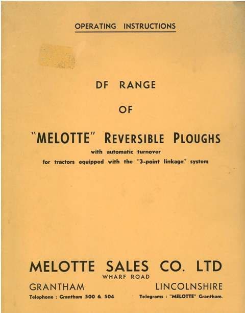 Melotte DF Range of Reversible Plough Operators Manual