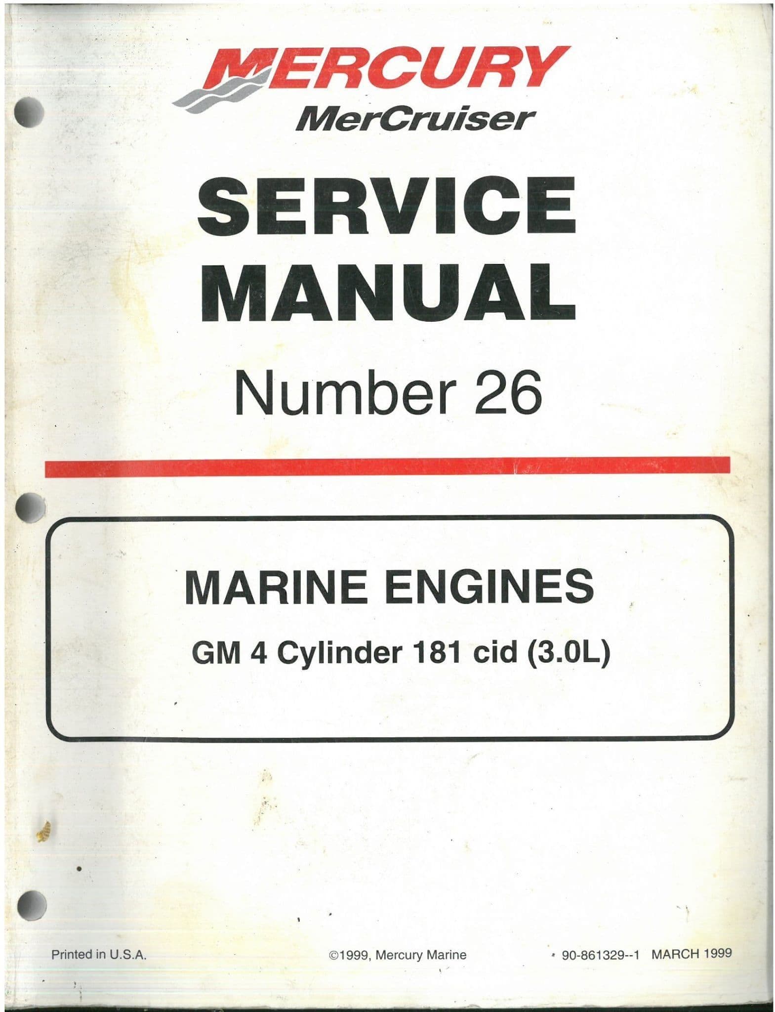 Mercury MerCruiser Marine Engines Number 26 GM 4 Cylinder 181 cid 3 0L ...