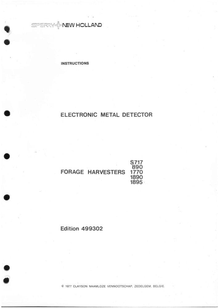 New Holland Forage Harvester Electronic Metal Detector Model S717 890 ...