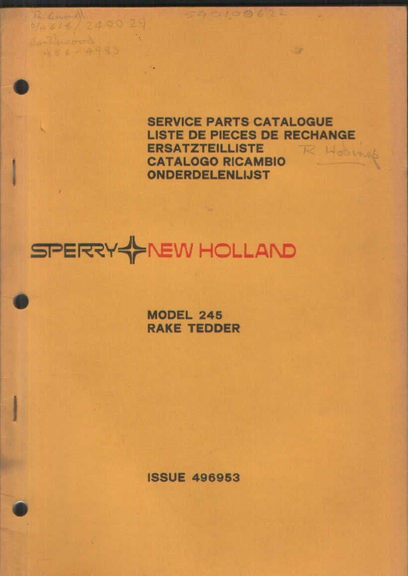 New Holland Tedder Rake 245 Parts Manual