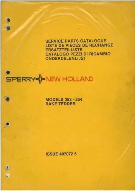 New Holland Tedder Rake 253 & 254 Parts Manual