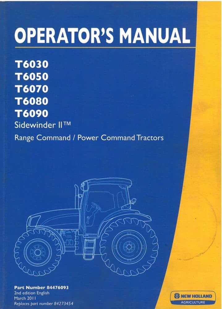 New Holland Tractor T6030 T6050 T6070 T6080 T6090 Sidewinder II - Range ...