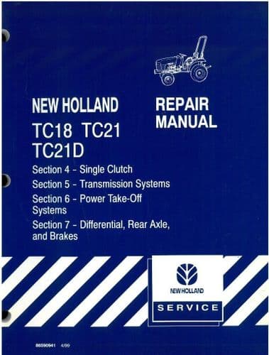 New Holland Tractor TC18 TC21 TC21D Clutch Transmission System PTO Diff ...