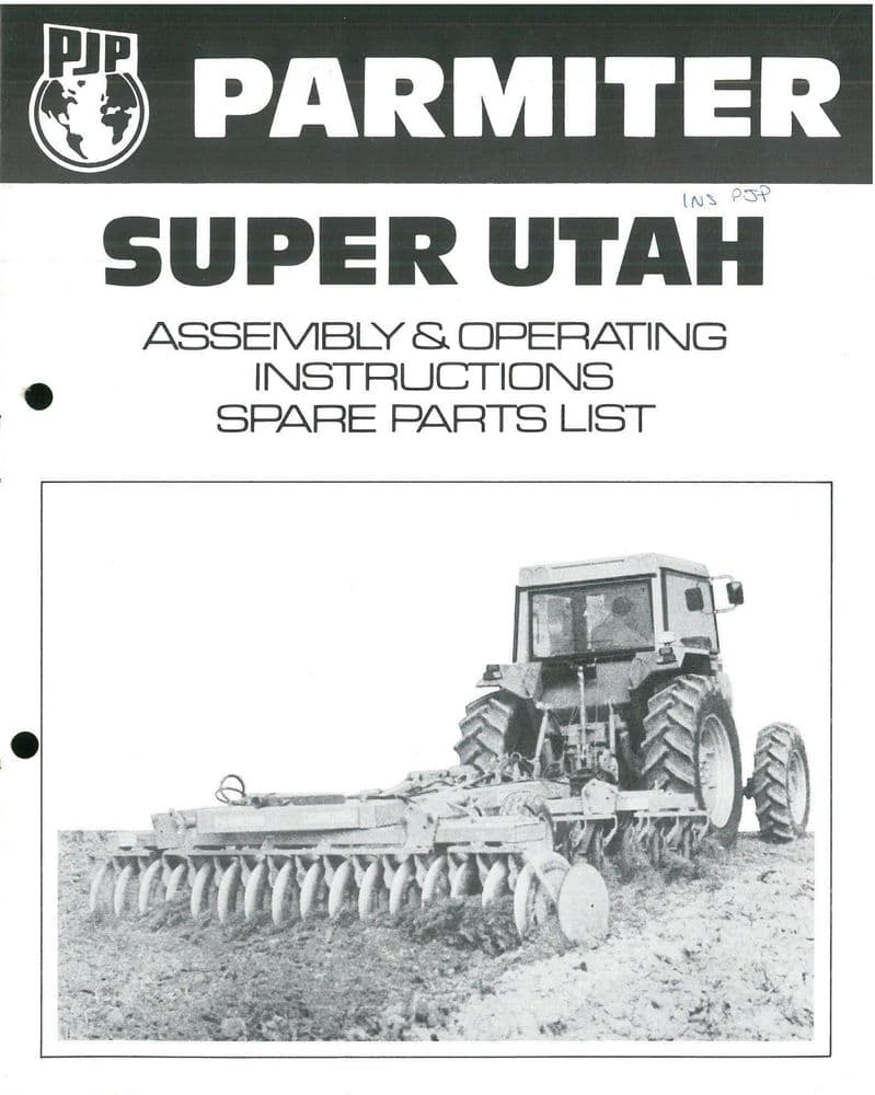 Parmiter Disc Harrows Super Utah Operating Manual with Parts List