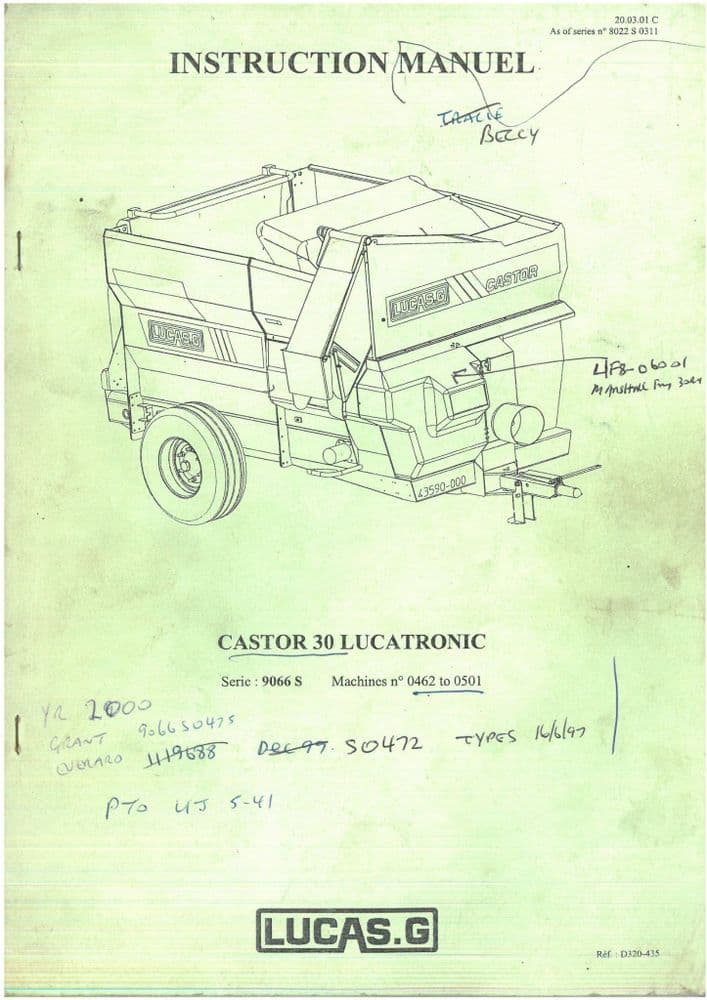 Parmiter Lucas Castor 30 Bedder Operators Manual
