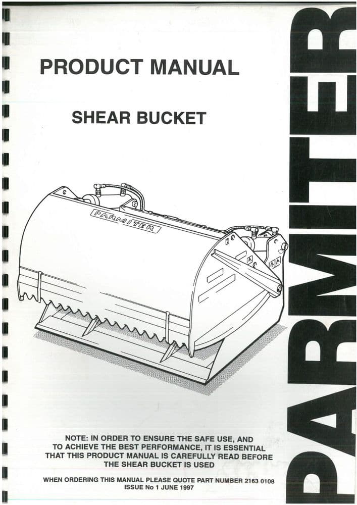Parmiter Shear Bucket Operators Manual with Parts List