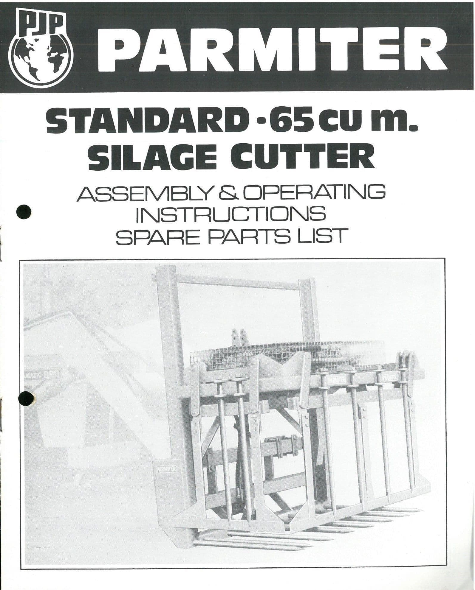 Parmiter Silage Cutter Standard 65 cu m Operators Manual with Parts List