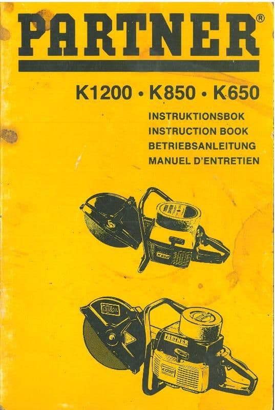 Partner Disc Cutter Saw K1200 K850 K650 Operators Manual