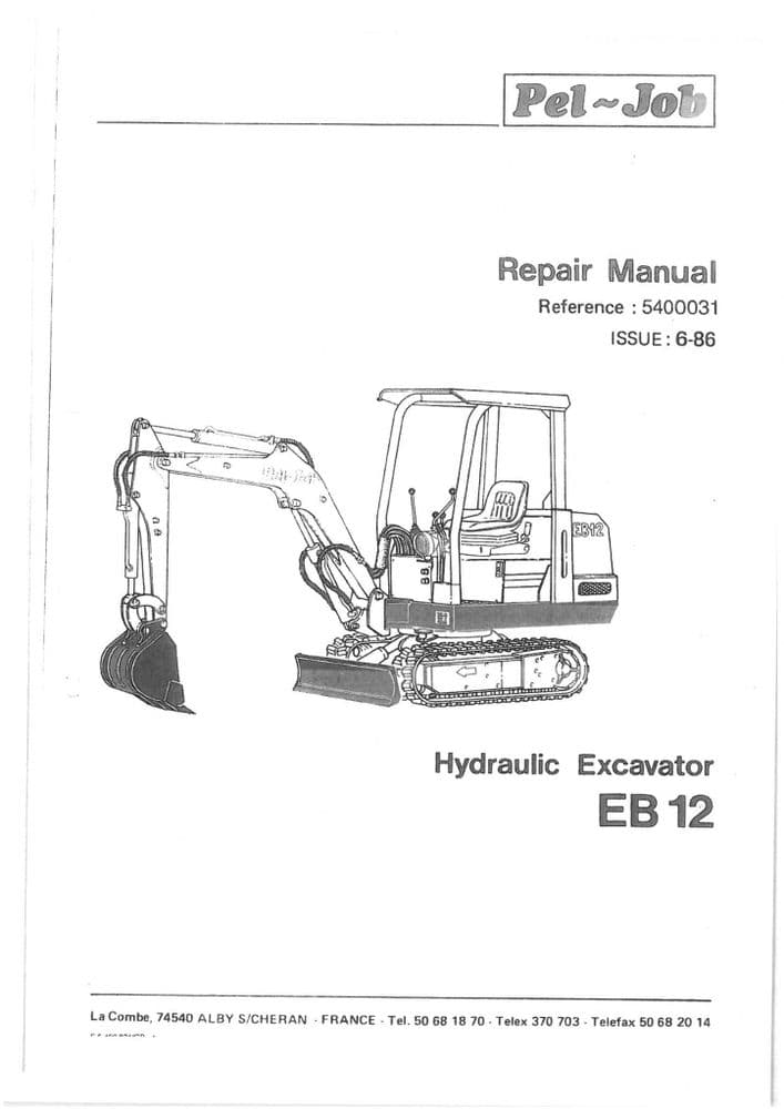Pel-Job Excavator EB12 Workshop Service Repair Manual - EB 12