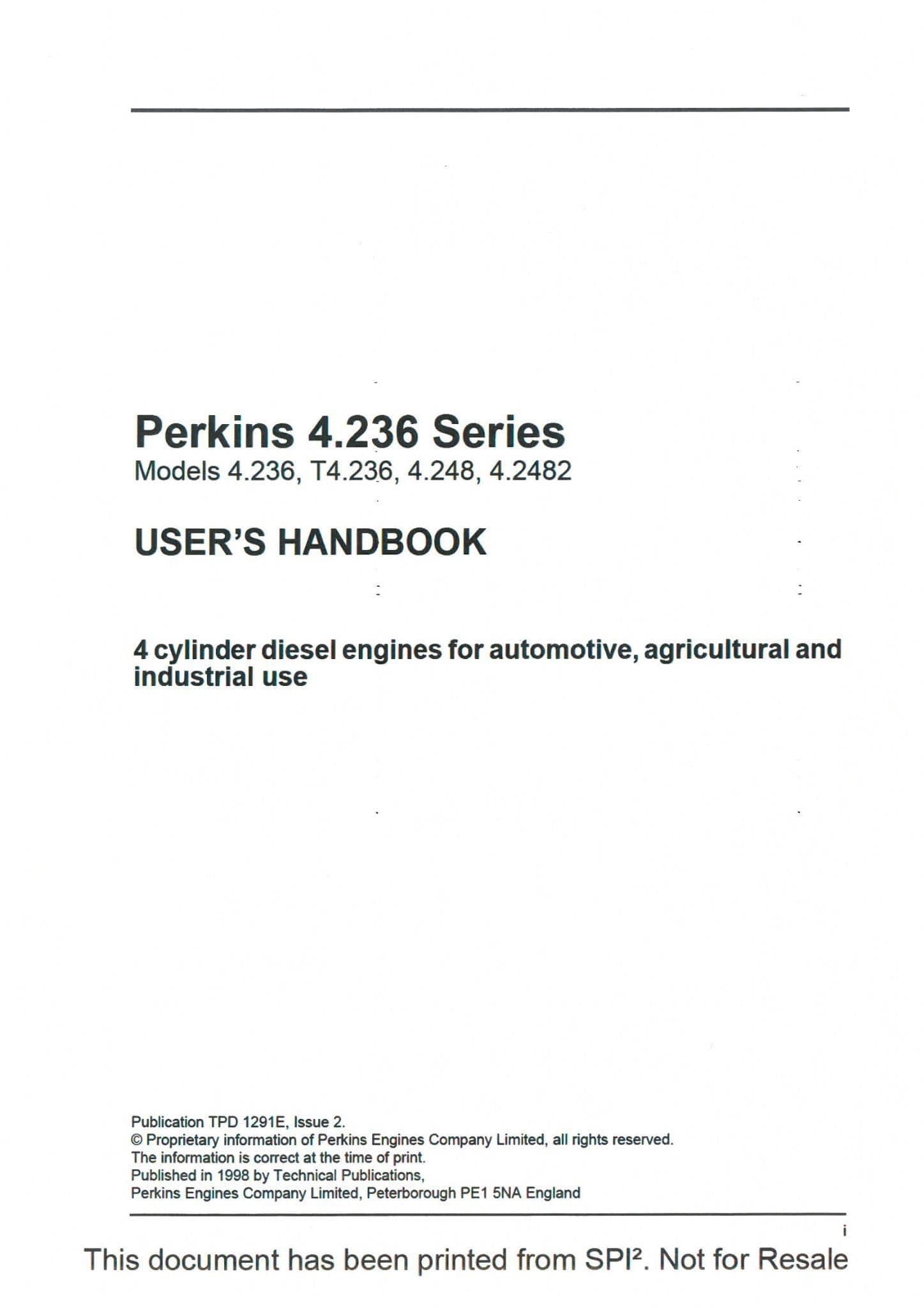 Perkins Diesel Engine Automotive Agricultural Industrial 4 236 T4 236 4 ...