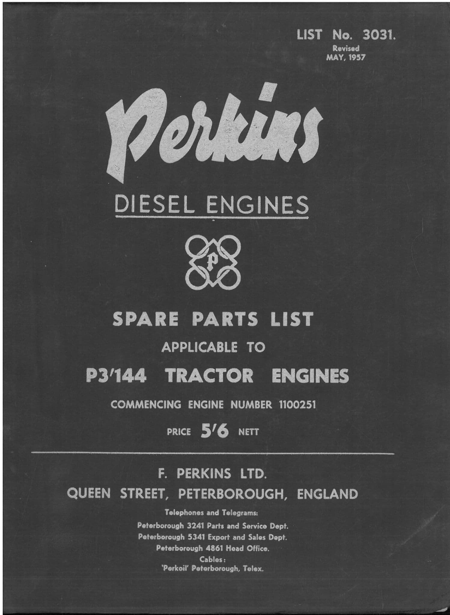 Perkins Diesel Engine P3 144 Parts Manual - Engine as fitted in a P3 ...
