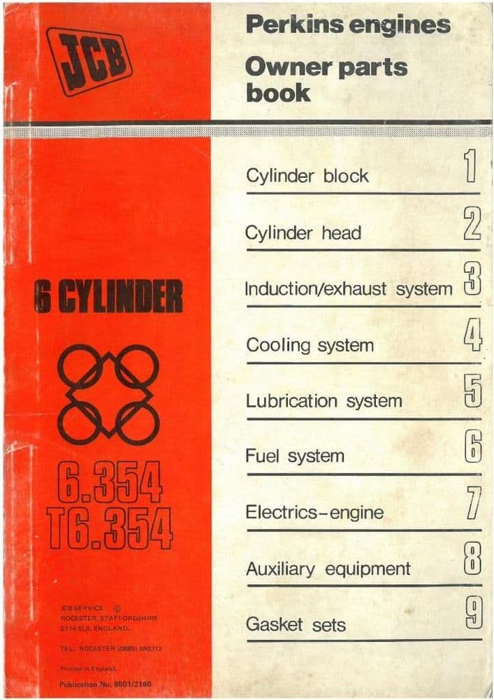 Perkins Engine 6 354 and T6 354 Parts Manual for the JCB Digger 6C 6D ...