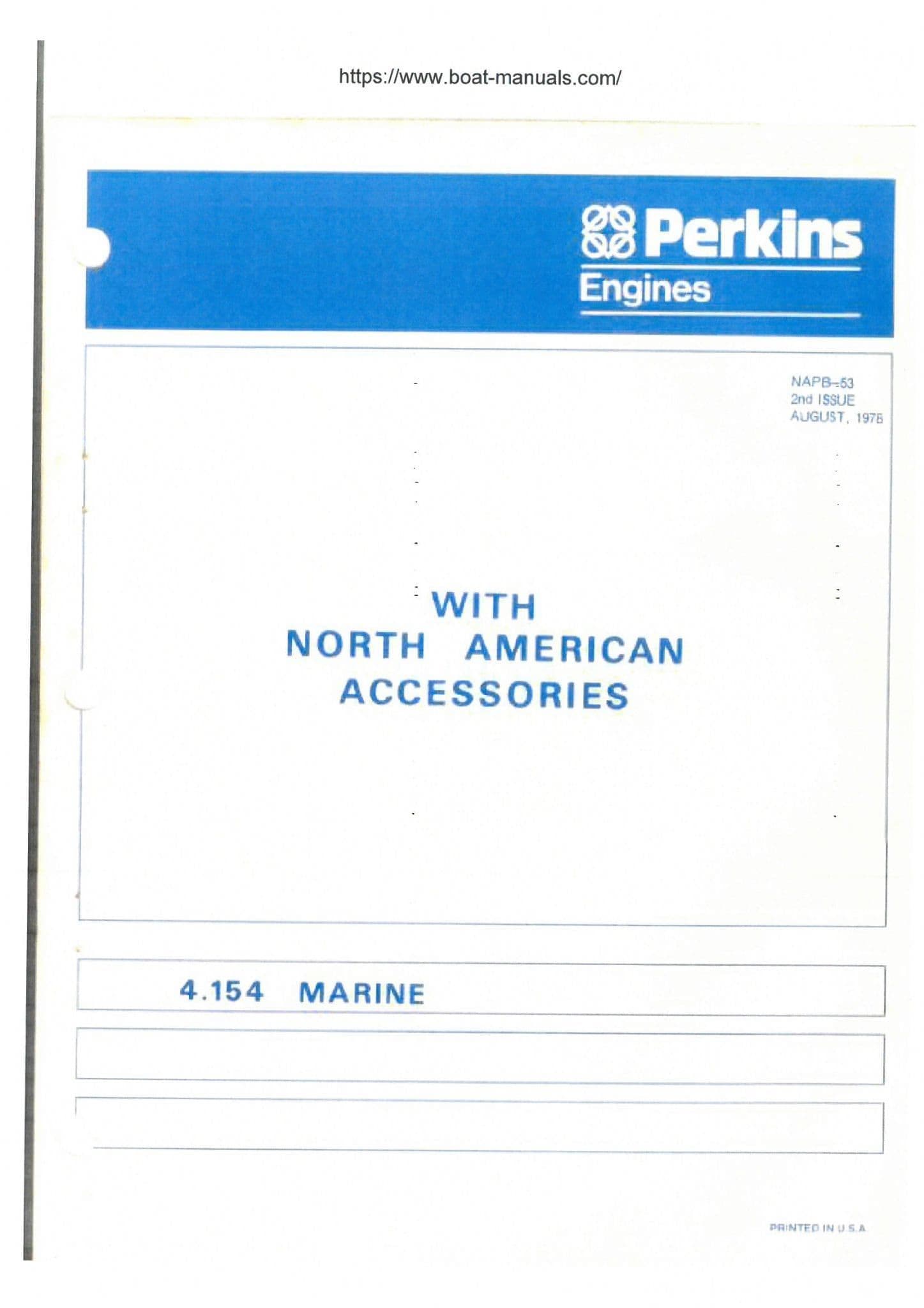 Perkins Engine Marine 4 154 Parts Manual