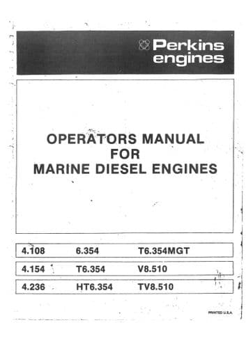 Perkins Engine Marine M190C M216C M250C & M300C Troubleshooting Manual
