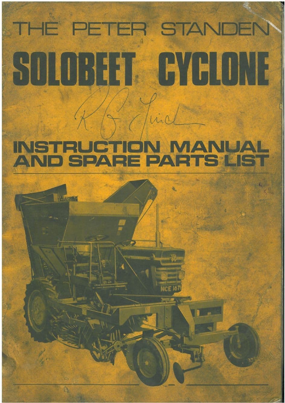 Peter Standen Solobeet Cyclone Sugar Beet Harvester Operators Manual ...