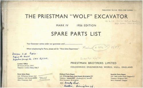 Priestman Wolf Excavator Parts Manual