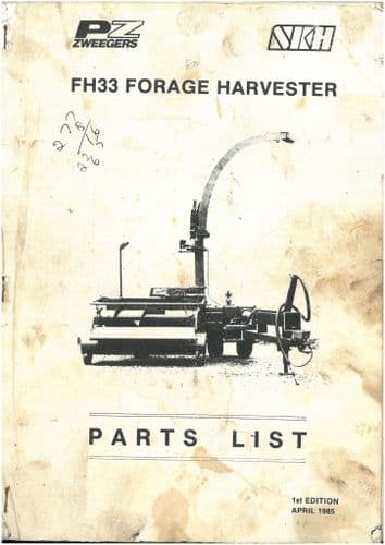 PZ Zweegers FH33 Forage Harvester Parts Manual - FH 33