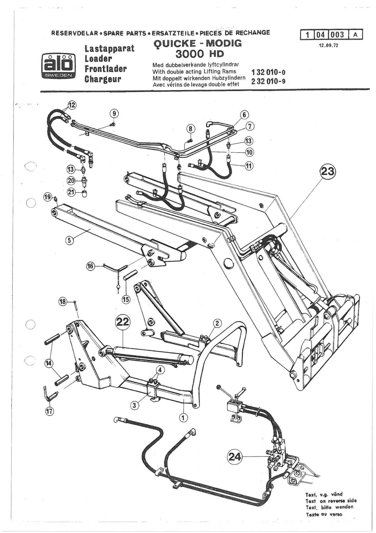 Quicke Loader 3000HD Parts Manual