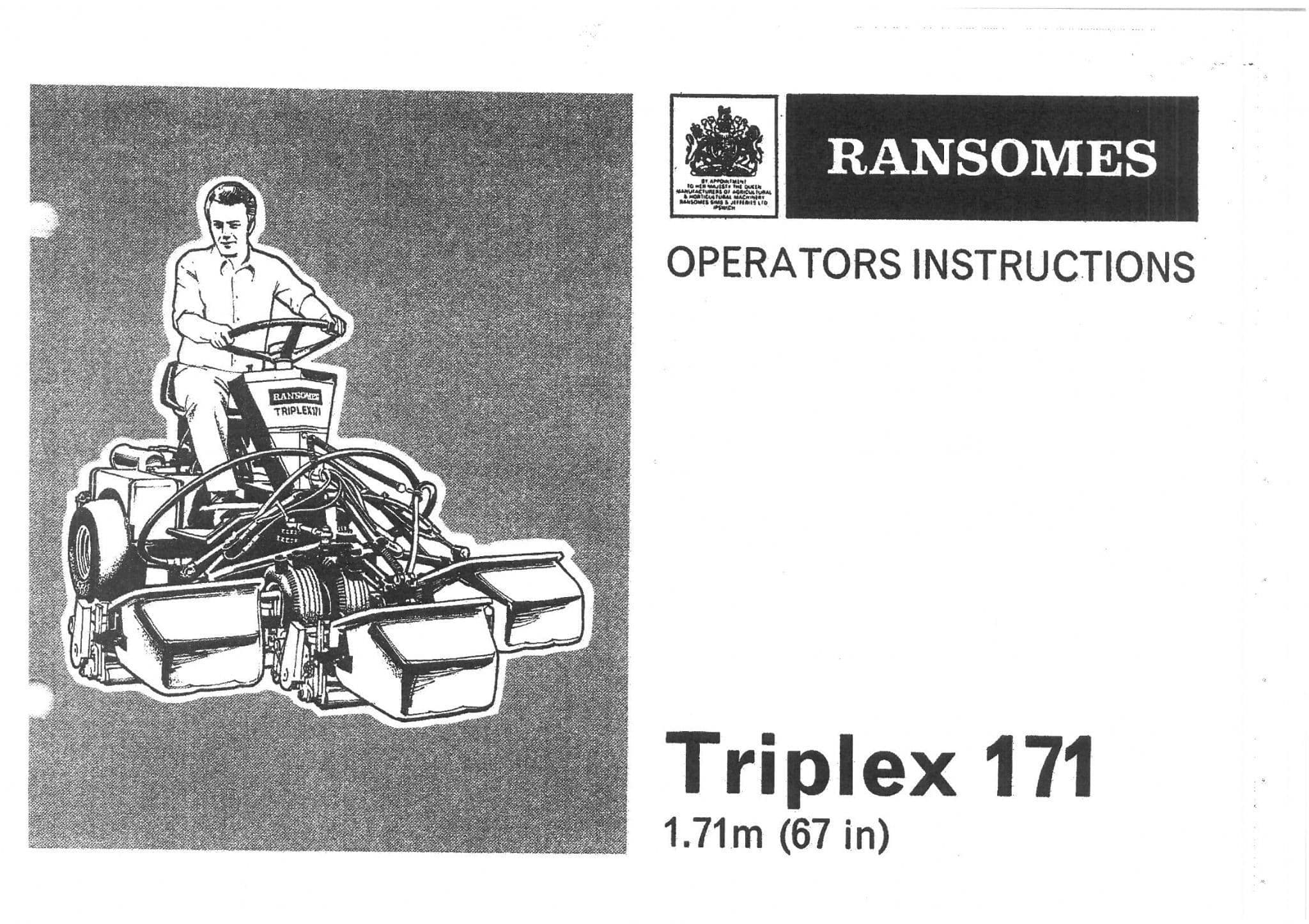 Ransomes Grass Cutting Machine Triplex 171 Mower Operators Manual