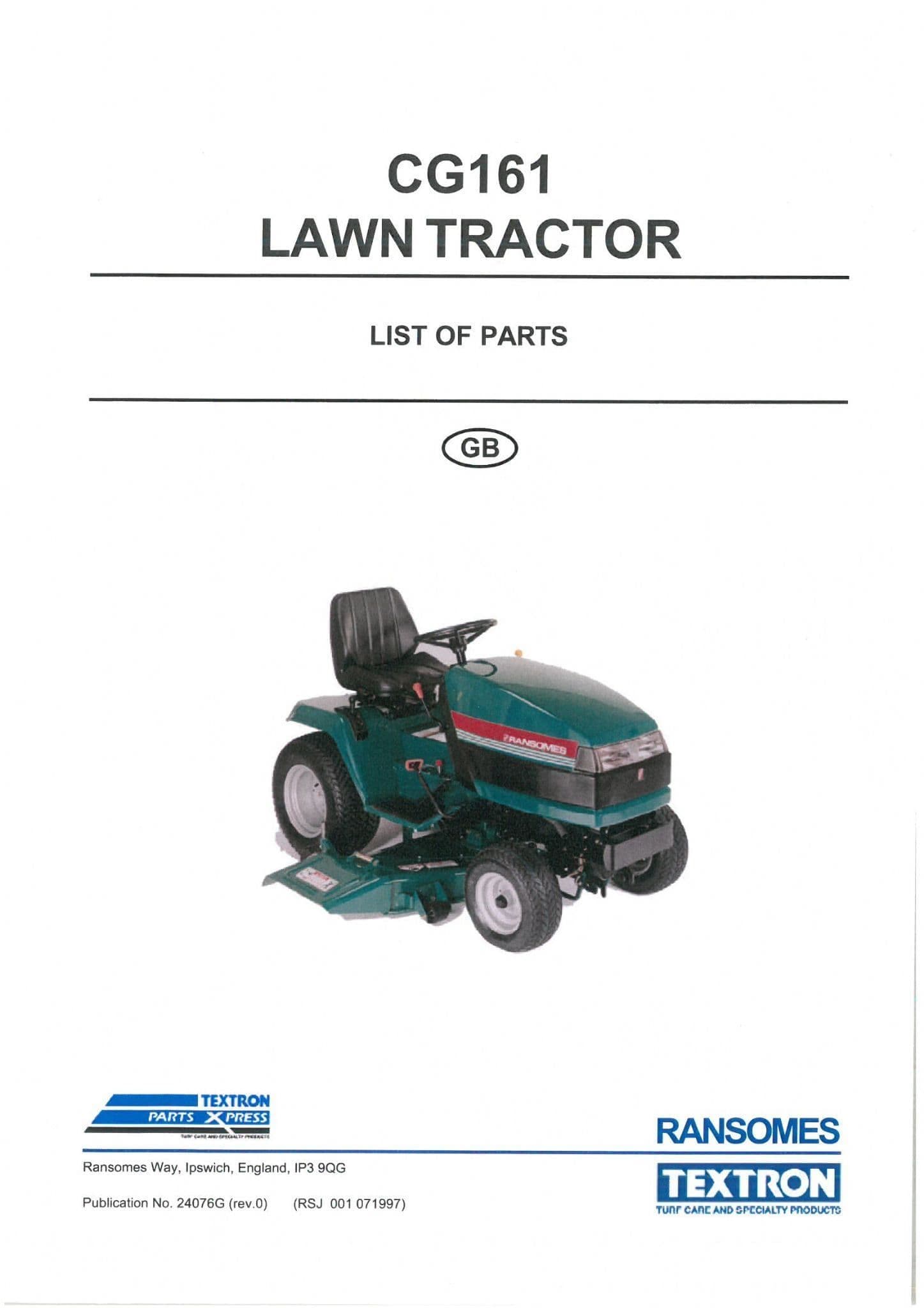 Ransomes Lawn Tractor CG161 Lawn Tractor Manual
