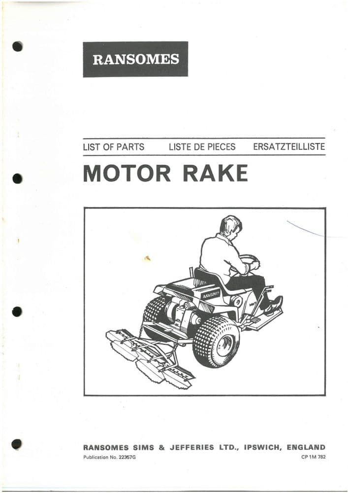 Ransomes Motor Rake Parts Manual