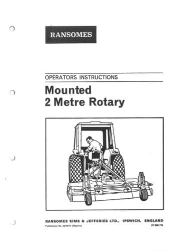 Ransomes Mounted 2 Metre Rotary Operators Manual