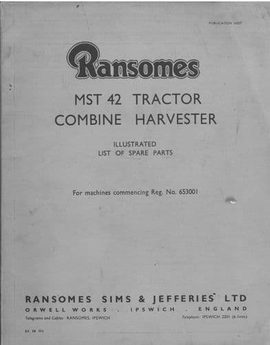 Ransomes MST42 Tractor Combine Harvester - Parts Manual - MST 42