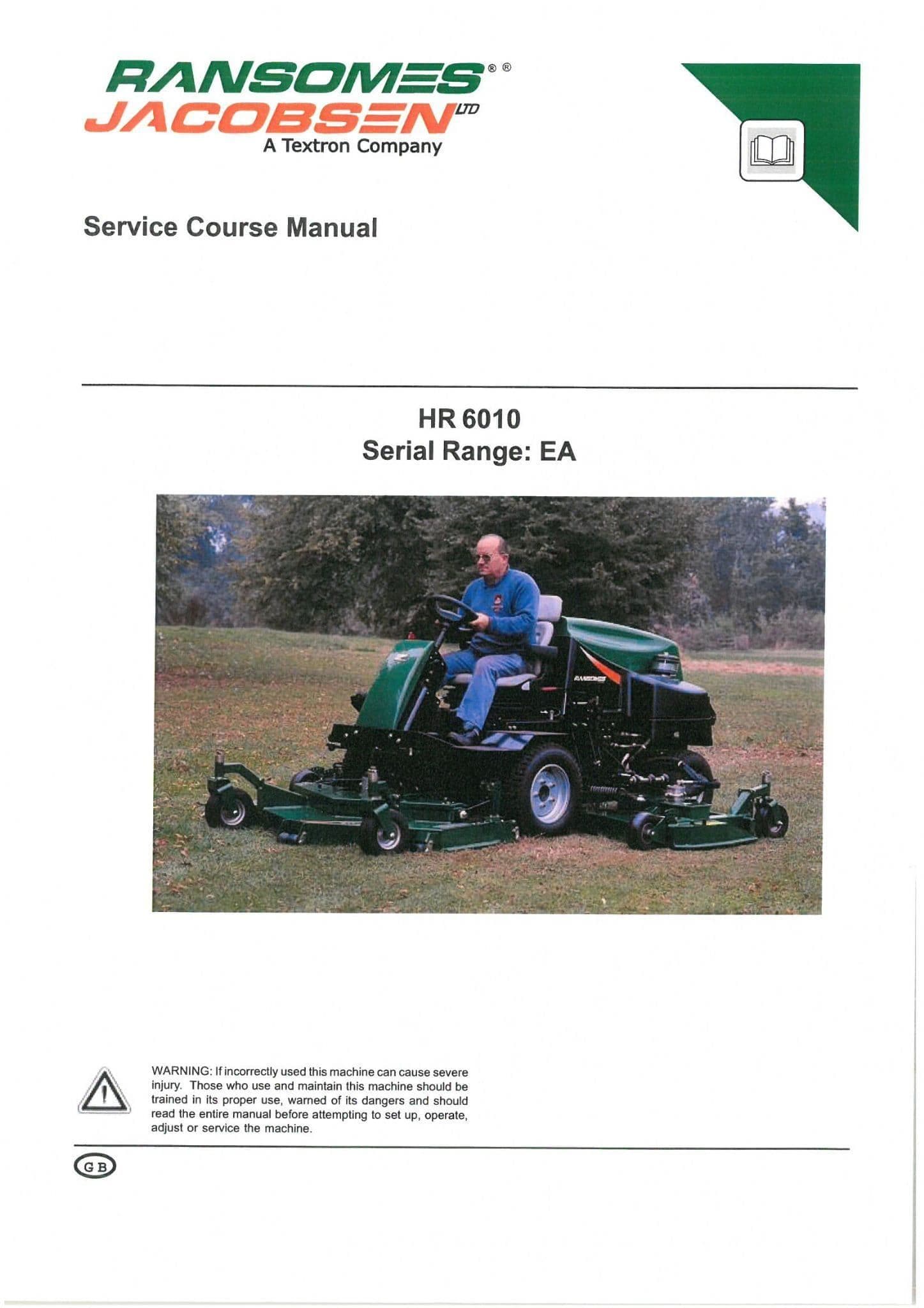 Ransomes Rotary Mower HR6010 Workshop Service Manual - HR 6010