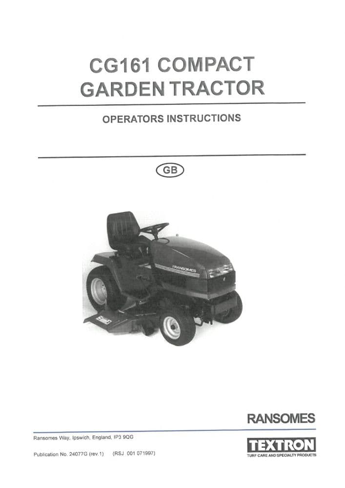Ransomes Textron Compact Garden Tractor CG161 Operators Manual