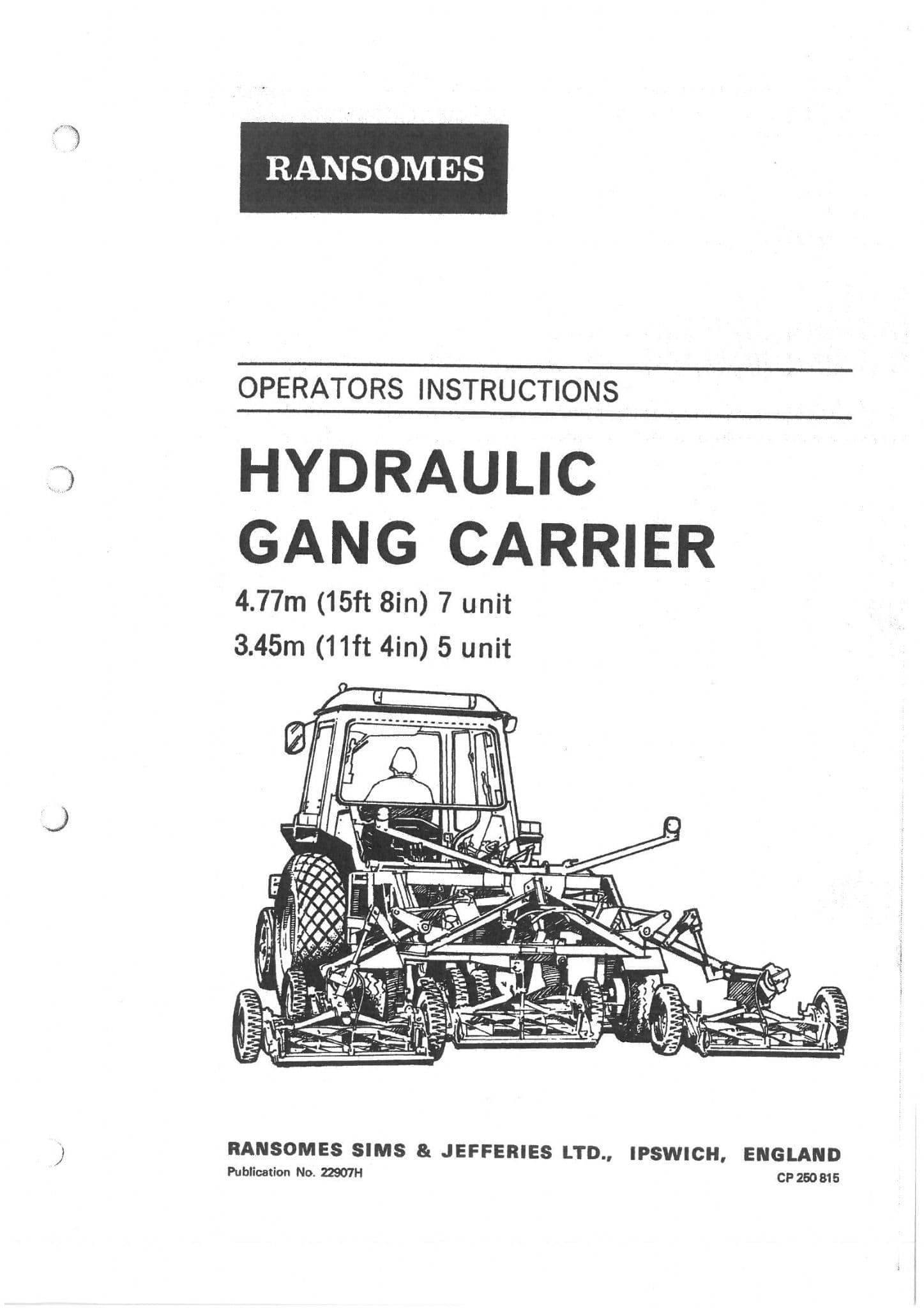 Ransomes Trailed Gang Carrier MK2 Sportcutter & Magna Operators Manual