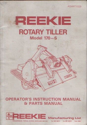 Reekie Rotary Tiller Model 170-S Operators Manual with Parts List - 170S