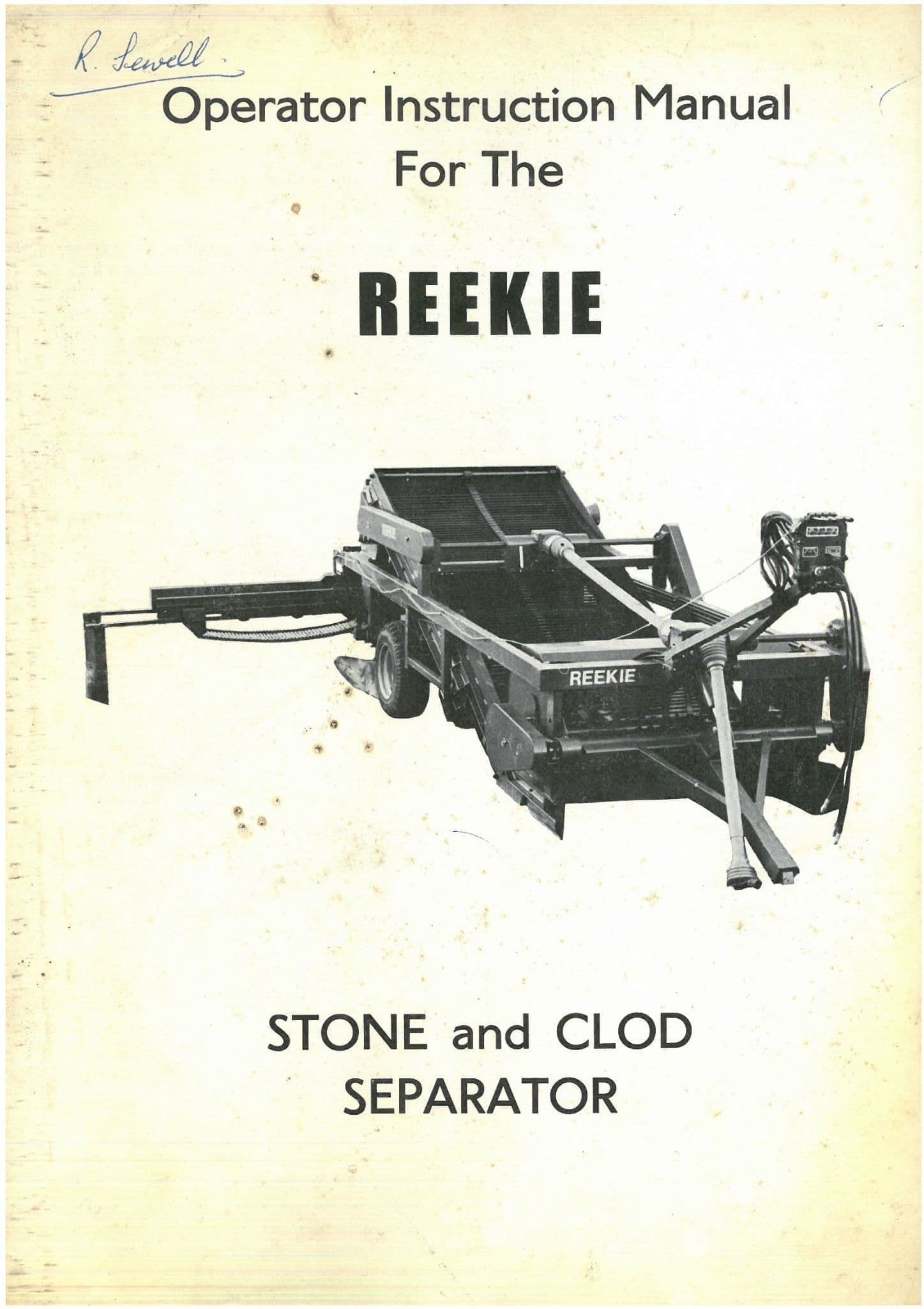 Reekie Stone and Clod Separator Operators Manual