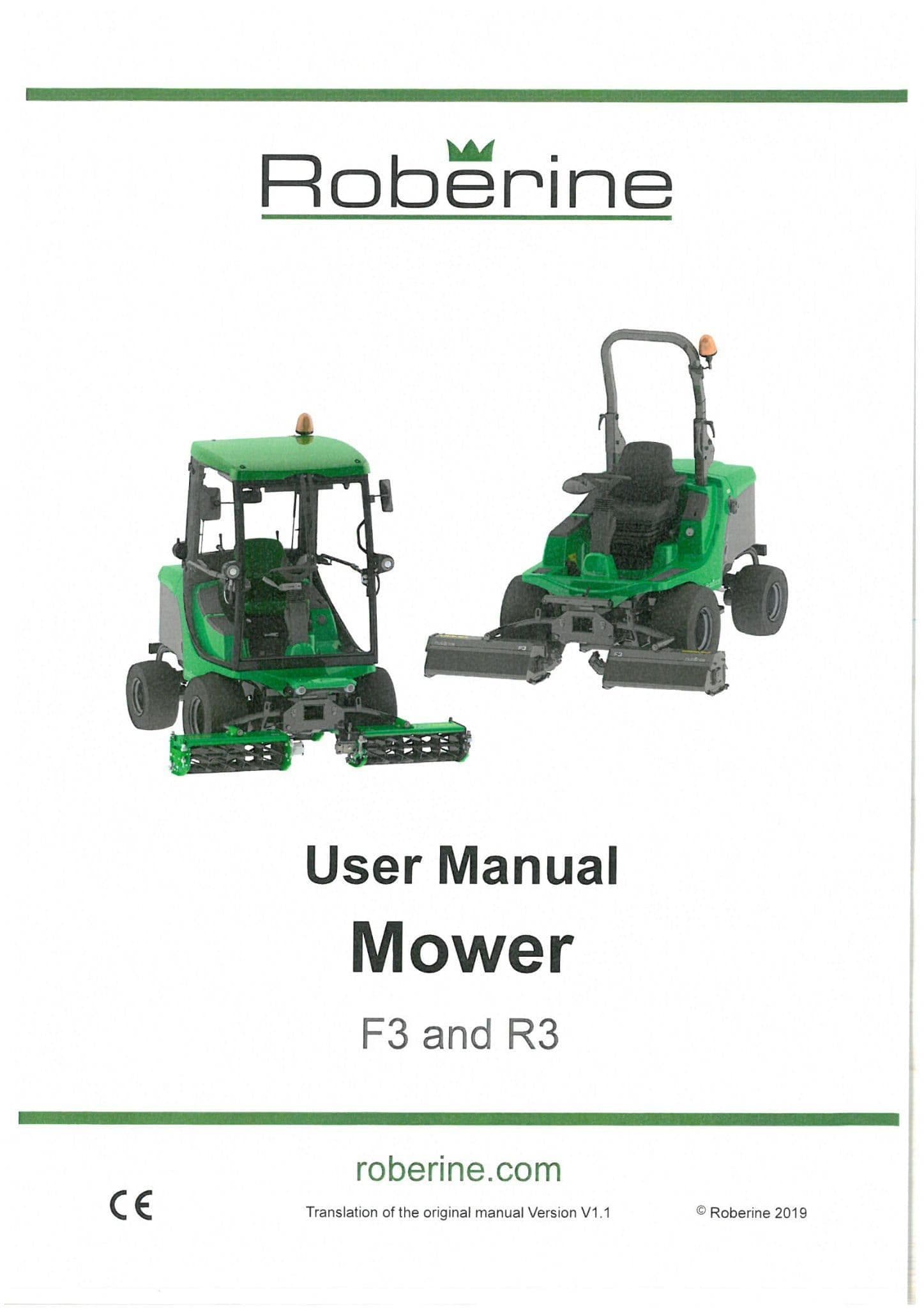 Roberine Mower F3 & R3 Operators Manual
