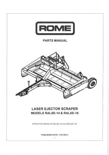 Rome Laser Ejector Scraper Ralse 14 & Ralse 16 Parts Manual
